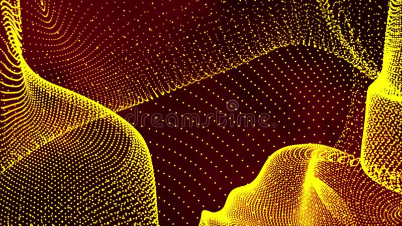 3D Abstract Digital Technology Animated Yellow-orange Light Particles ...