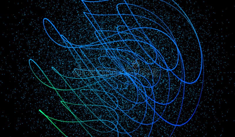 3D Abstract Digital Technology Blue Light Particles Network Wave on ...