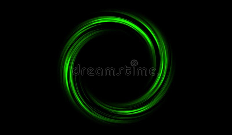 3D Abstract Digital Technology Green Light Sphere on Black Background ...