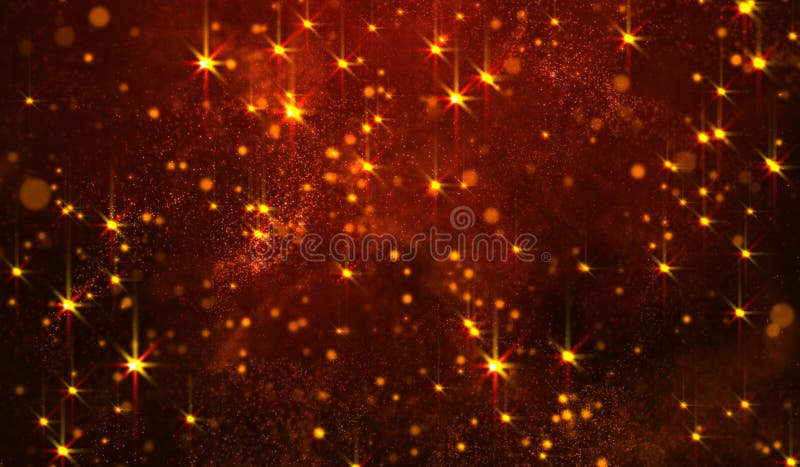 3D Abstract Digital Technology Orange Light Star Particles Network on ...