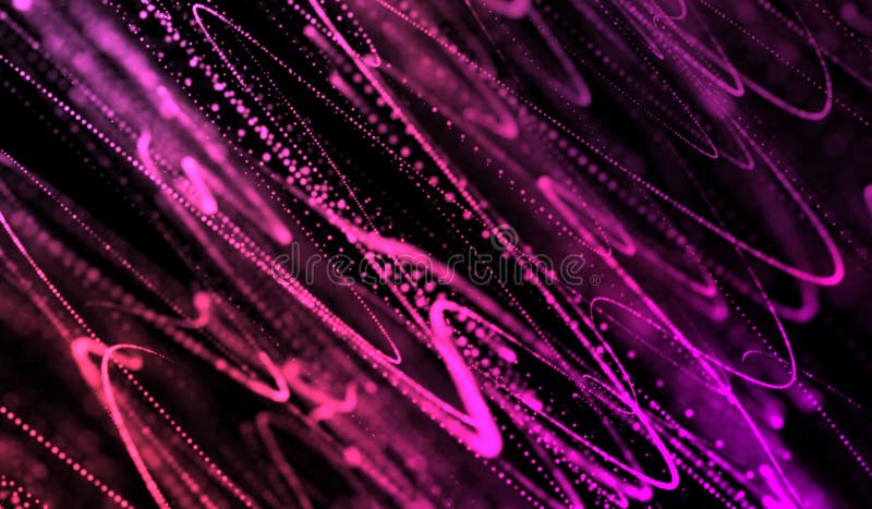 3D Abstract Digital Technology Pink Light Particles Network on Black ...