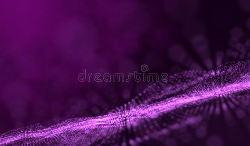 3D Abstract Digital Technology Pink Light Particles Network Wave on ...
