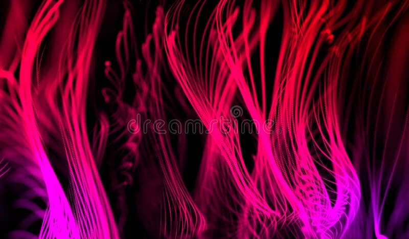 3D Abstract Digital Technology Pink Light Particles Network Wave on ...