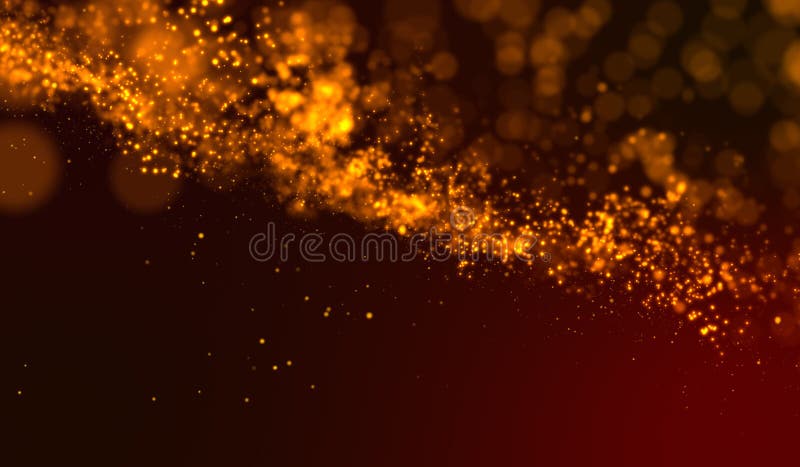 3D Abstract Digital Technology Yellow-orange Particles Network on Red ...
