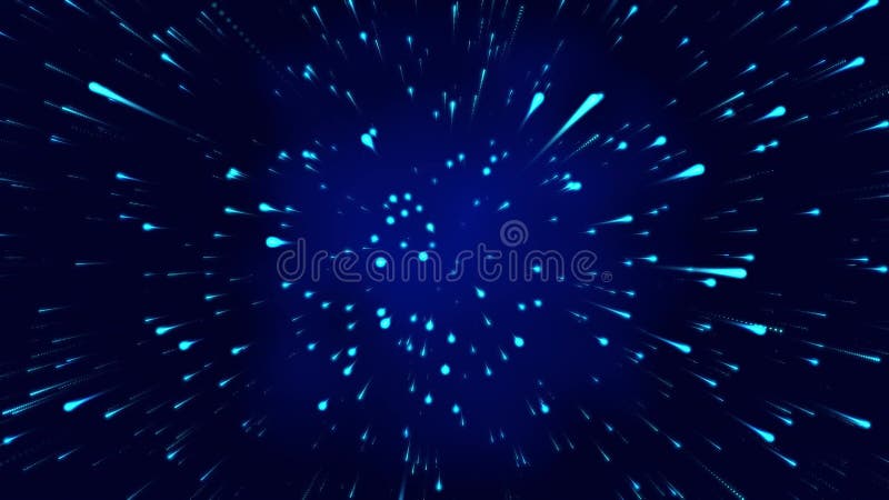 3D Abstract Digital Technology Zoom Animated Blue Light Particles on ...