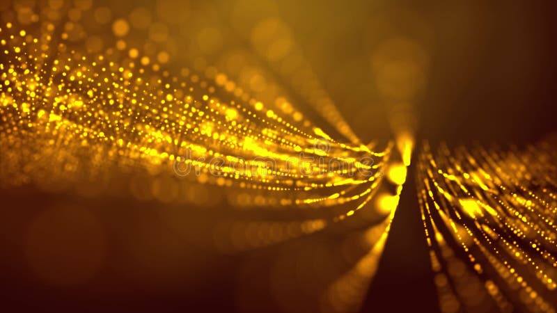3D Abstract DNA Digital Technology Animated Yellow Light Particles on ...