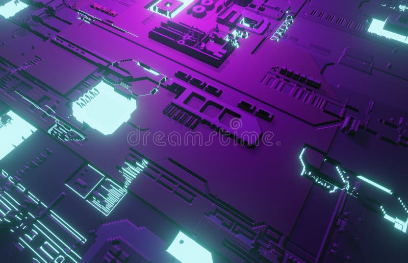 3d Abstract of Electronic Circuit Board Semiconductor and Motherboard ...
