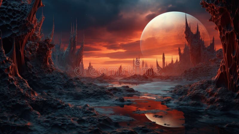 3D Abstract Fantasy Landscape, Abstract Illustration Stock Illustration ...