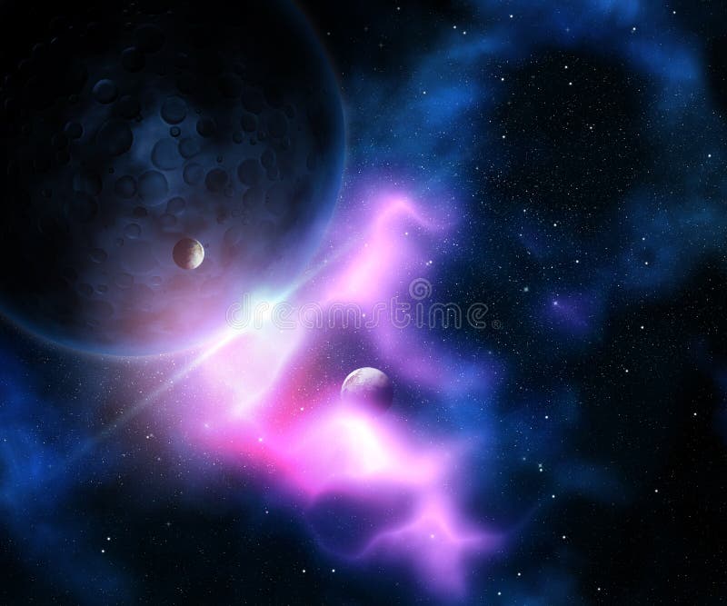 3D Abstract Fictional Space Scene Stock Illustration - Illustration of ...