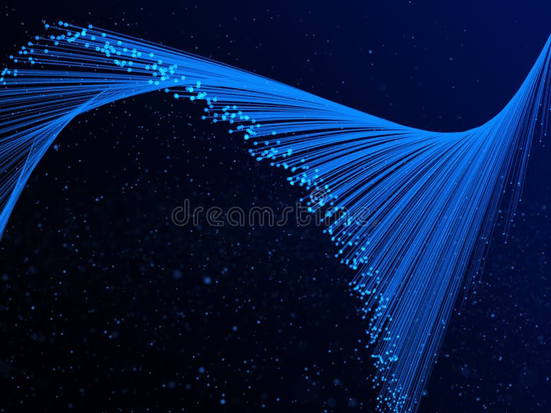 3D Abstract Flow Background with Rays and Cyber Dots Stock Illustration ...