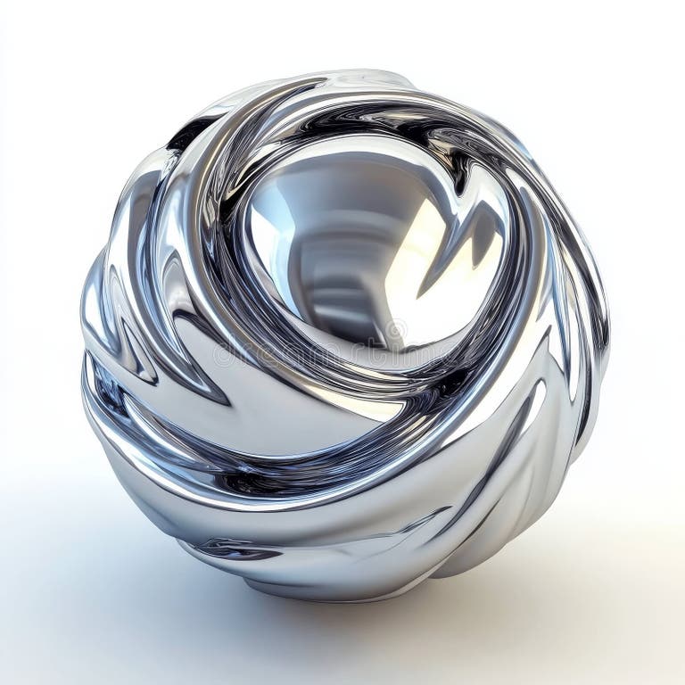 The 3D Abstract Form Features a Glossy, Metallic Sphere with Organic ...