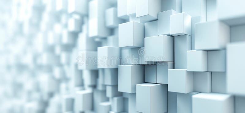 3D Abstract Geometric Background with White Cubes Creating Depth and ...