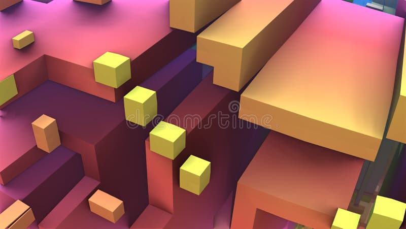3D Abstract Geometric Colorful Cubes and Rectangles Stock Illustration ...