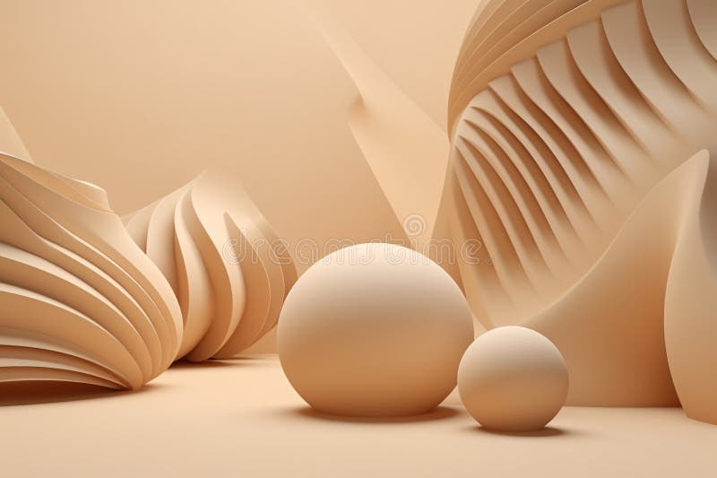 3D Abstract Geometric Figures on Beige Background Stock Illustration ...