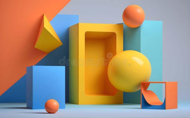 3d Abstract Geometric Forms. Minimal Scene with Geometrical Forms Stock ...