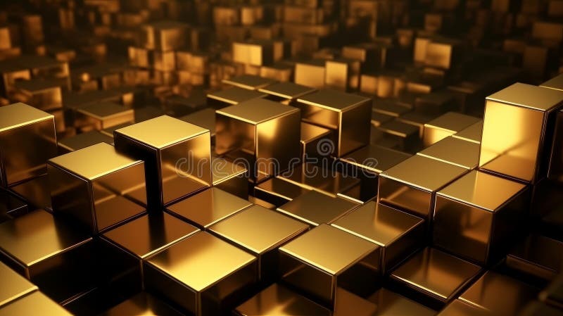 3d Abstract Geometric Gold Blocks Background. Generative Ai Stock Photo ...