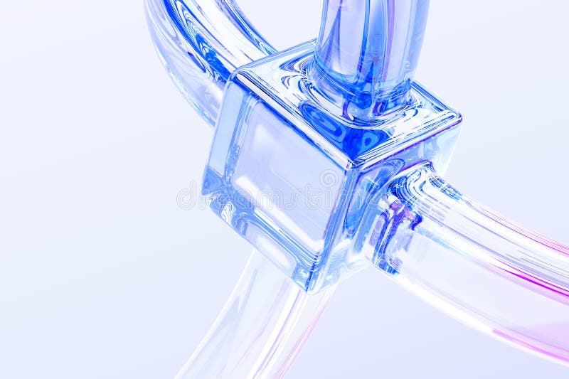 3d Abstract Glass Tech Background. Crystal Transparent Cube Connected ...
