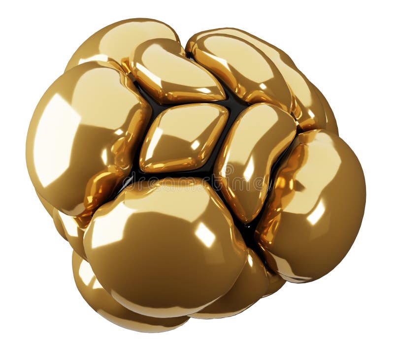 3d Abstract Golden Balloon Illustration, Inflate Luxury Object Element ...