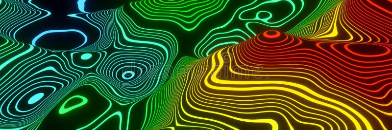 3D Abstract Gradient Topographic Contour Lines Stock Illustration ...