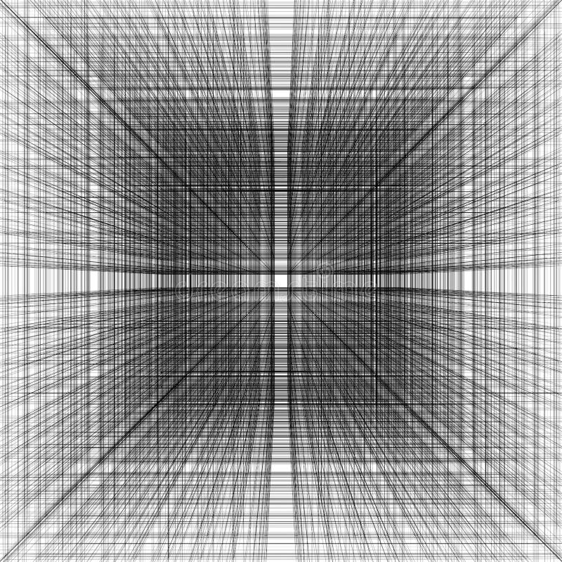 3d abstract of grid line stock illustration. Illustration of interior ...