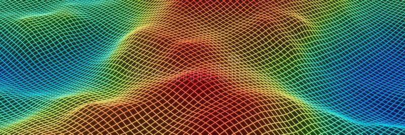 3D Abstract Grid Topography. Gradient Mesh Terrain Stock Illustration ...