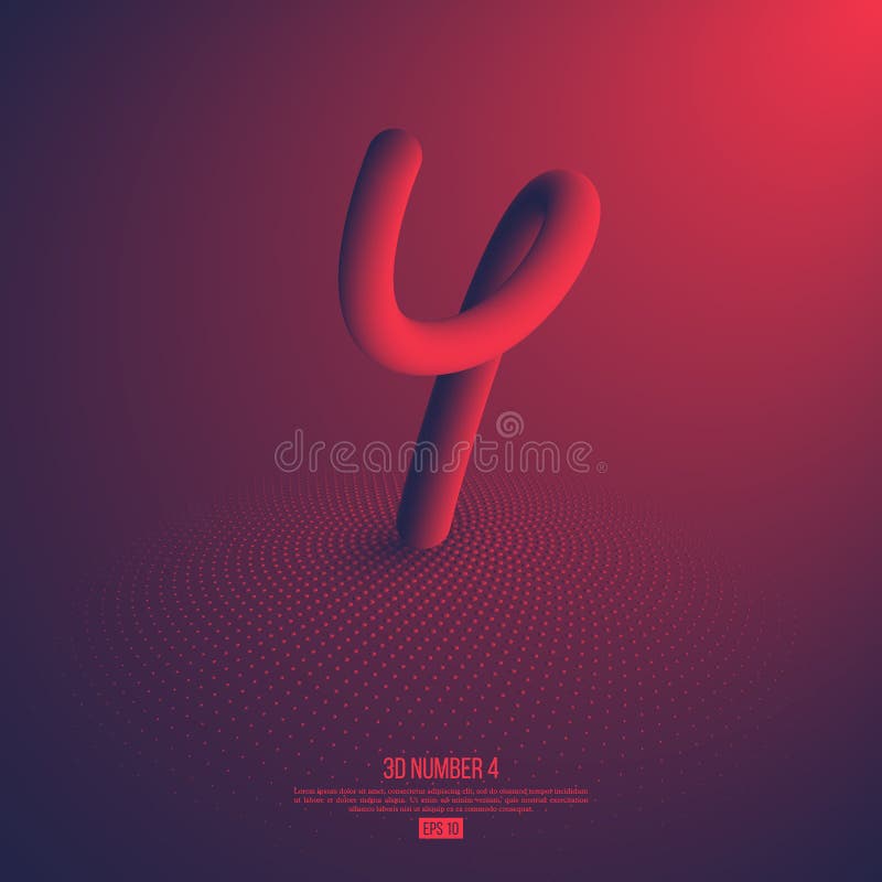 3d Abstract Hand Drawn Number 4. Stock Vector - Illustration of paint ...