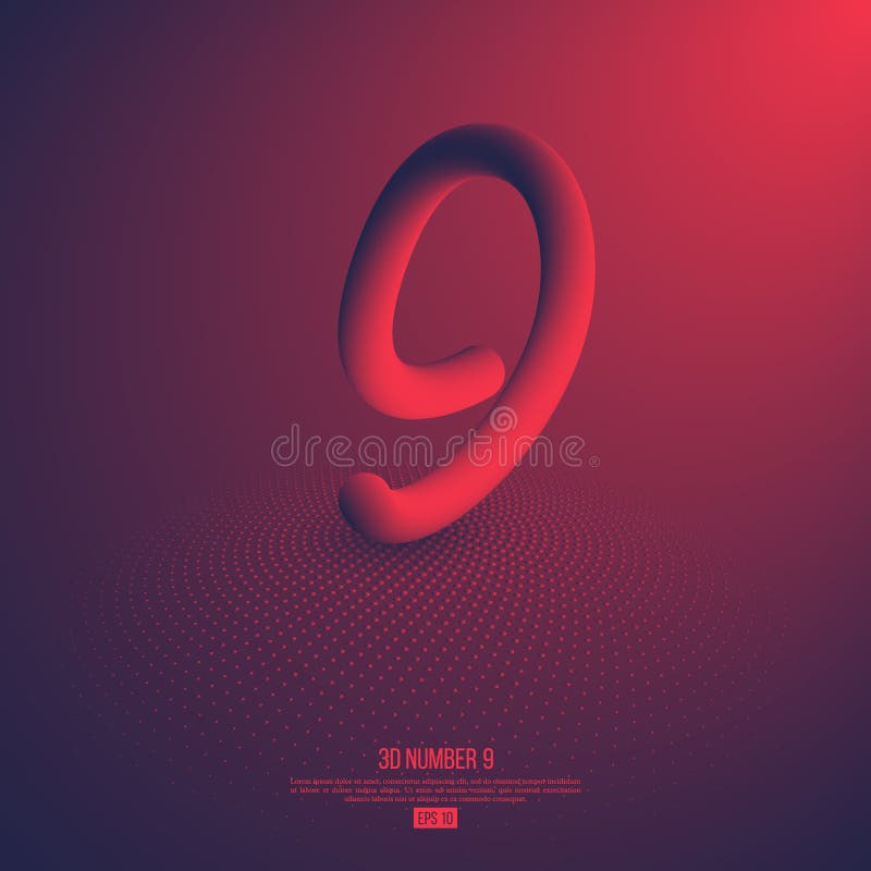 3d Abstract Hand Drawn Number 9. Stock Vector - Illustration of brush ...