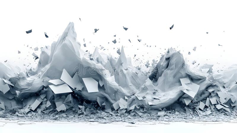 3D Abstract Illustration White Peaks Shattered Shards Landscape Stock ...
