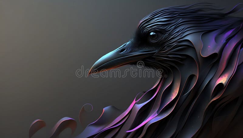 3D Abstract Crow Wild Animal on Dark Background, Generative AI ...