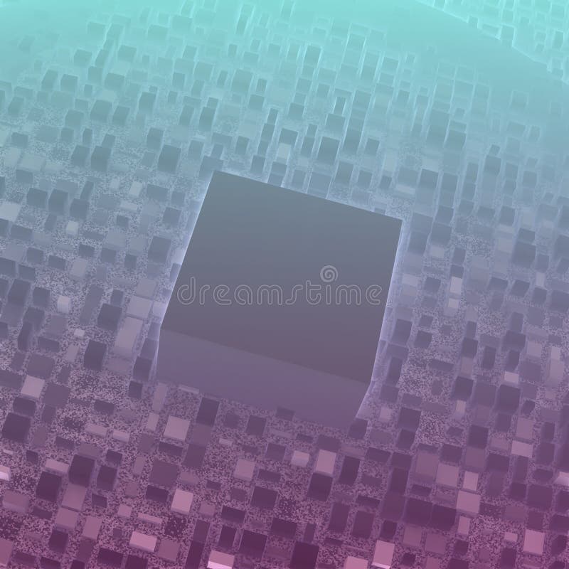 3d Abstract Image of One Big Cube and Small Cubes Pattern. Misty ...