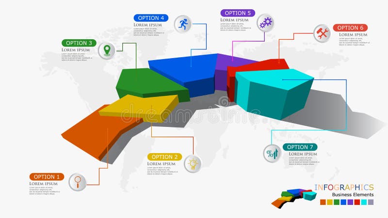 3D Abstract Infographics Options Template. Can Be Used for Process ...