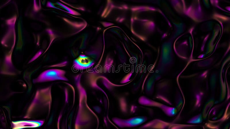 3D Abstract Iridescent Wavy Animation Loop. Vibrant Liquid Reflection ...