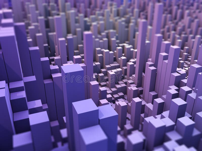 3D Abstract Landscape Background with Extruding Blocks Stock ...