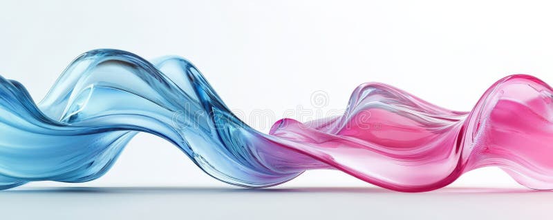 3d Abstract Liquid Glass Wave on White Background Stock Illustration ...