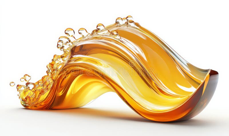 3d Abstract Liquid Glass Wave on White Background Stock Illustration ...