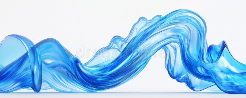 3d Abstract Liquid Glass Wave on White Background Stock Illustration ...