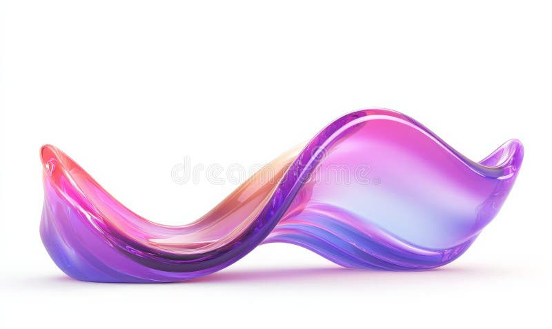 3d Abstract Liquid Glass Wave on White Background Stock Illustration ...