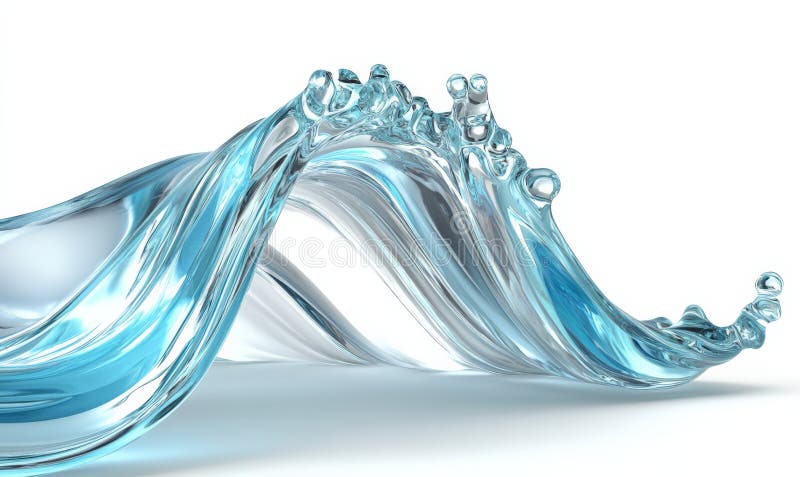 3d Abstract Liquid Glass Wave on White Background Stock Illustration ...