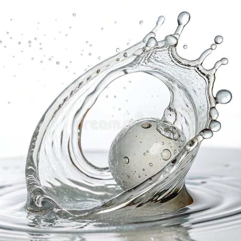 3D Abstract Liquid Shape with Spherical Element Isolated on Transparent ...