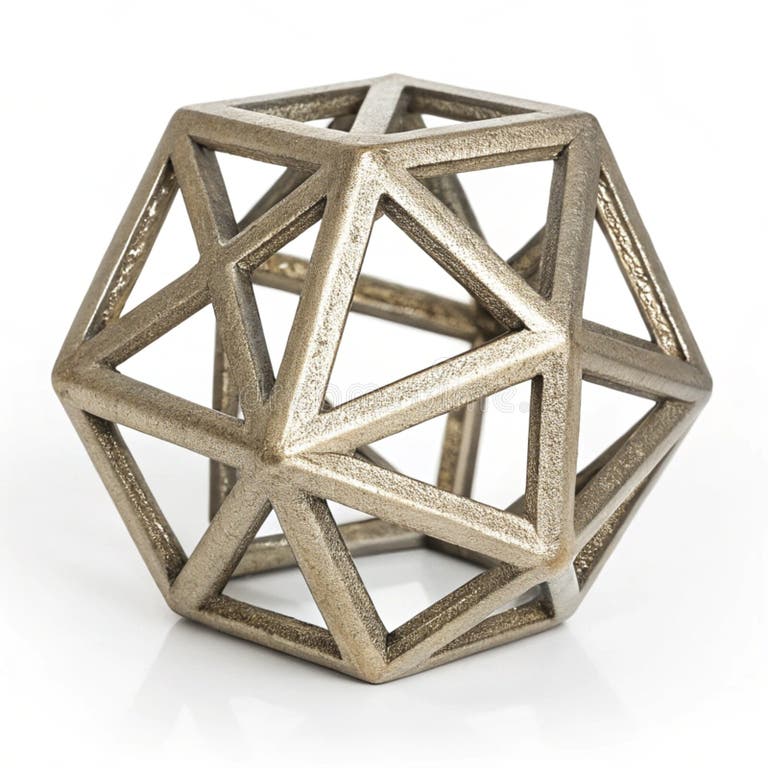 3D Abstract Metal Geometric Shape Isolated on White Background Stock ...