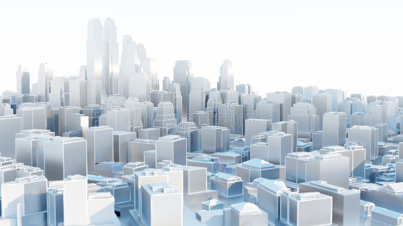 3d Abstract Modern City in Sunny Day Stock Illustration - Illustration ...