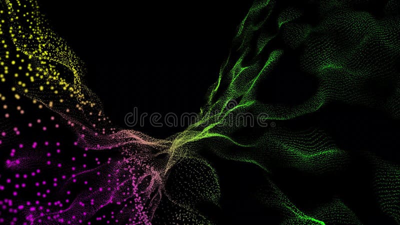 3d Abstract Multicolored Light Particles on Black Background. Stock ...