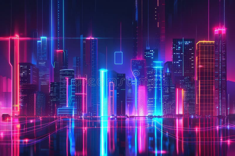 3d Abstract Neon Background, Geometric Background with Polygonal ...