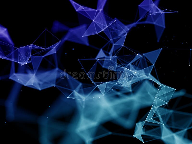3D Abstract Network Technology Background with Low Poly Plexus Design ...
