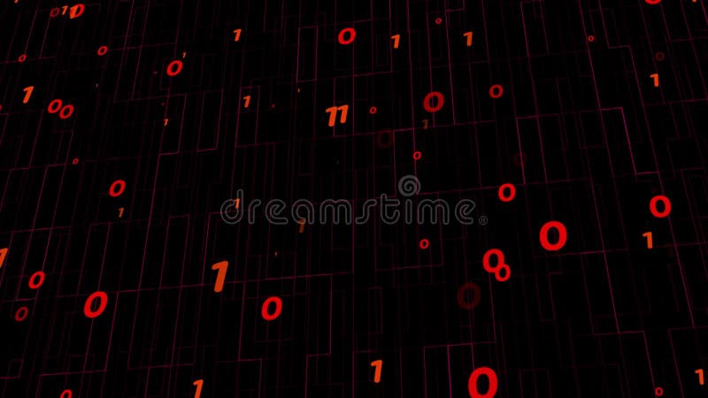 3D Abstract Particle Binary Pattern Digital Technology Red Black ...