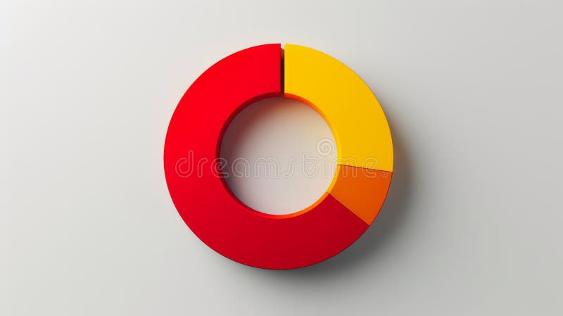 3D Abstract Pie Chart with Red and Yellow Segments Stock Photo - Image ...