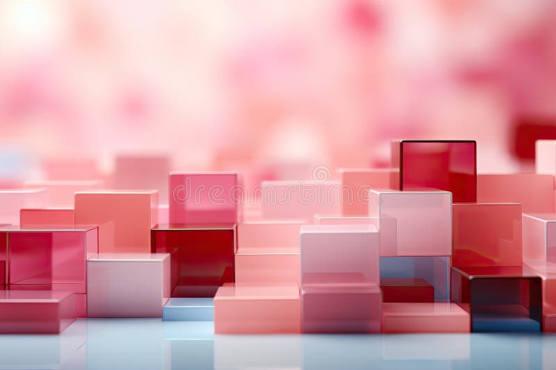 3d Abstract Pink Background with Pink Squares. Stock Illustration ...
