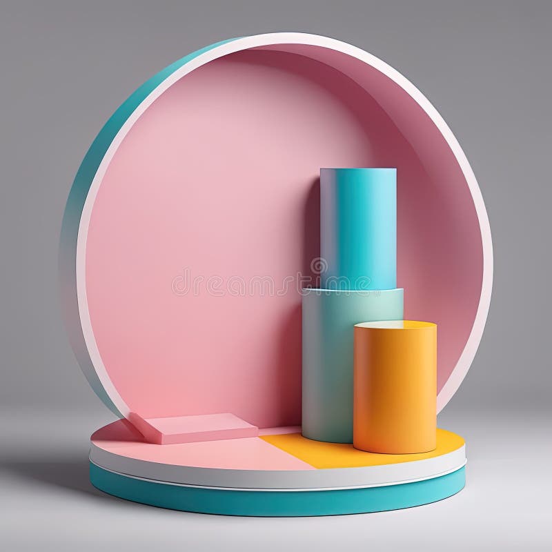 3d Abstract Podium with Geometric Shapes. 3d Render. for Product ...