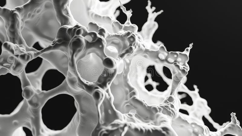 3d Abstract Protein, Amino Acids or Cell Structure. Black Background ...