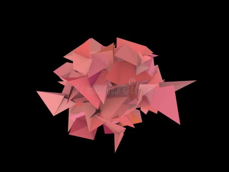 3d Abstract Red Pink Spiked Shape on Black Stock Video - Video of ...